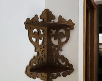 Vintage Corner Shelves, Tier Corner Wall Shelf, Corner Wooden Shelving ...