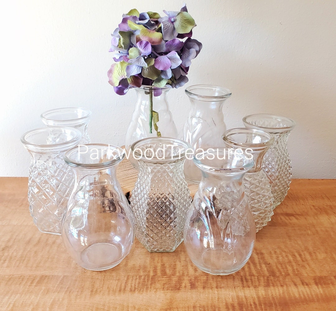 Vintage Vases, Glass Vases, Clear Glass Pineapple Vase Set, Wedding ...