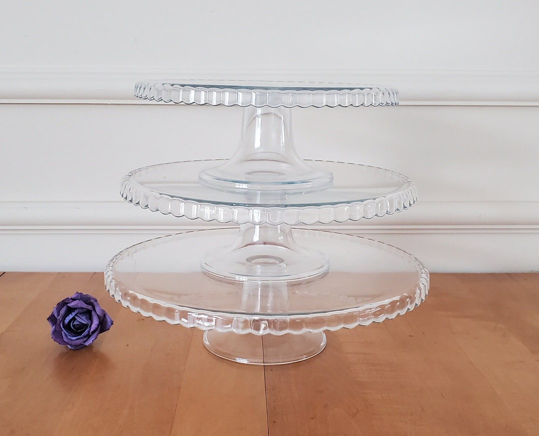 Vintage Pedestal Cake Plate, 12" Wedding Cake Stand, 3 Tier Cake Plate ...