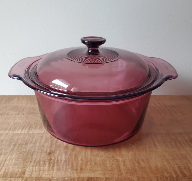 Vintage Cranberry Pyrex Visions 6-piece Casserole Set: Size Details in ...