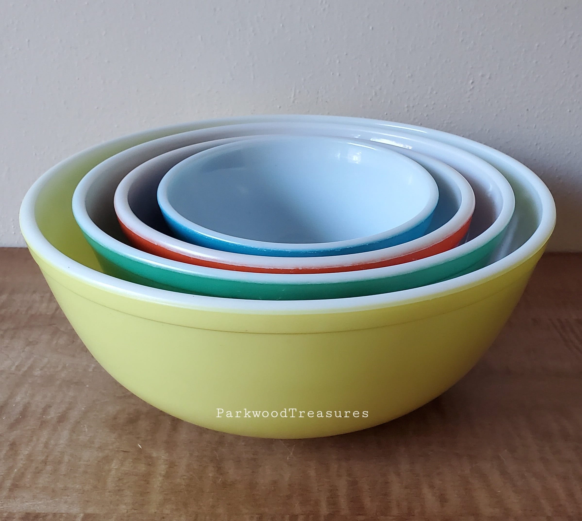Vintage Pyrex Primary Color Mixing Bowls - Etsy