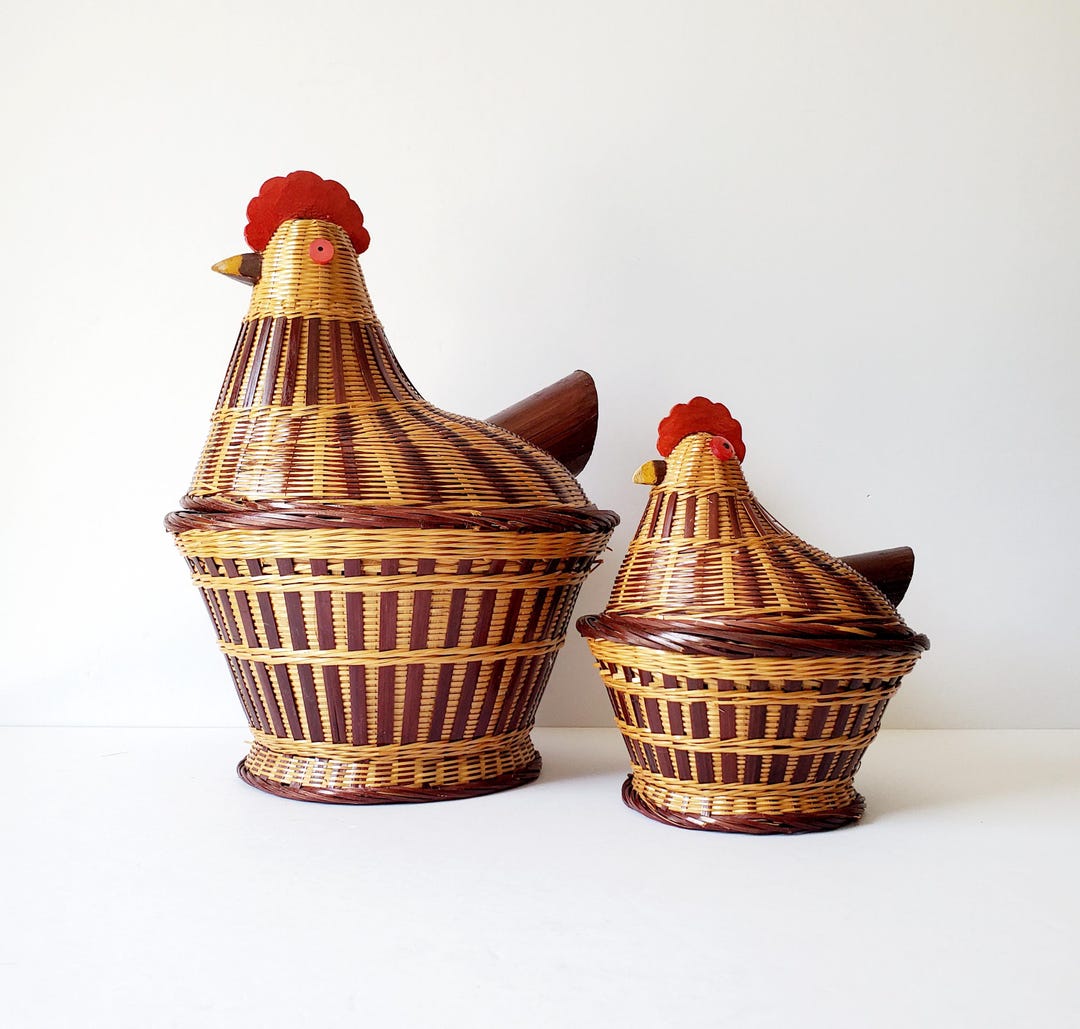 Vintage Wicker Bird Basket, Wicker Chicken Rooster Basket, Set of 2 - Etsy