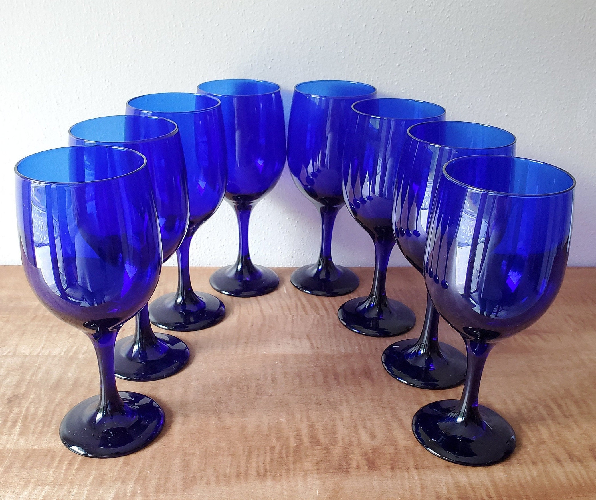 Vintage Libbey Blue Wine Glasses Libbey Cobalt Blue Premier Etsy