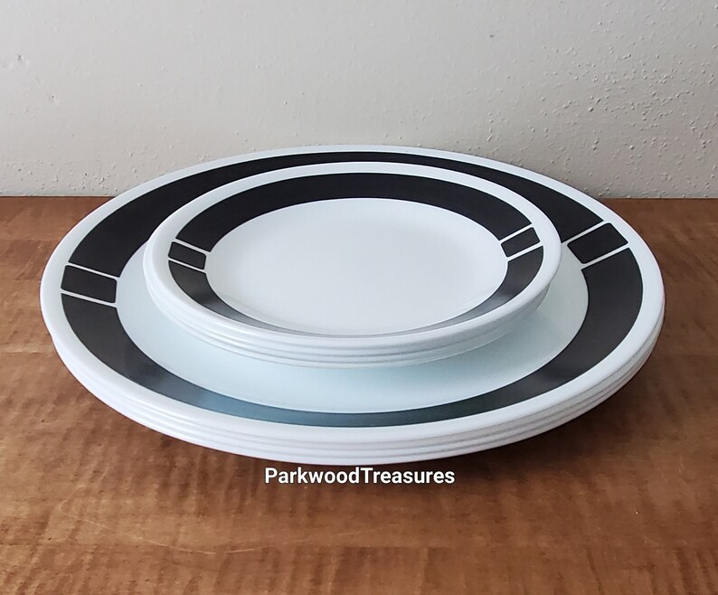 Vintage Corelle Urban Black Corelle Dinnerware 16 Piece Set - Etsy