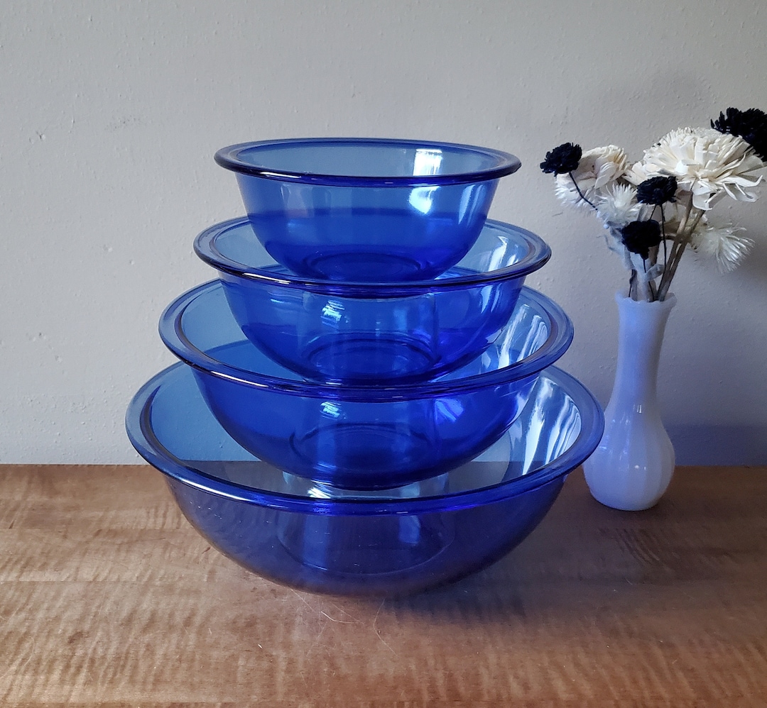Vintage Pyrex Cobalt Blue Glass Mixing Bowl Set, Cobalt Blue Bakeware ...