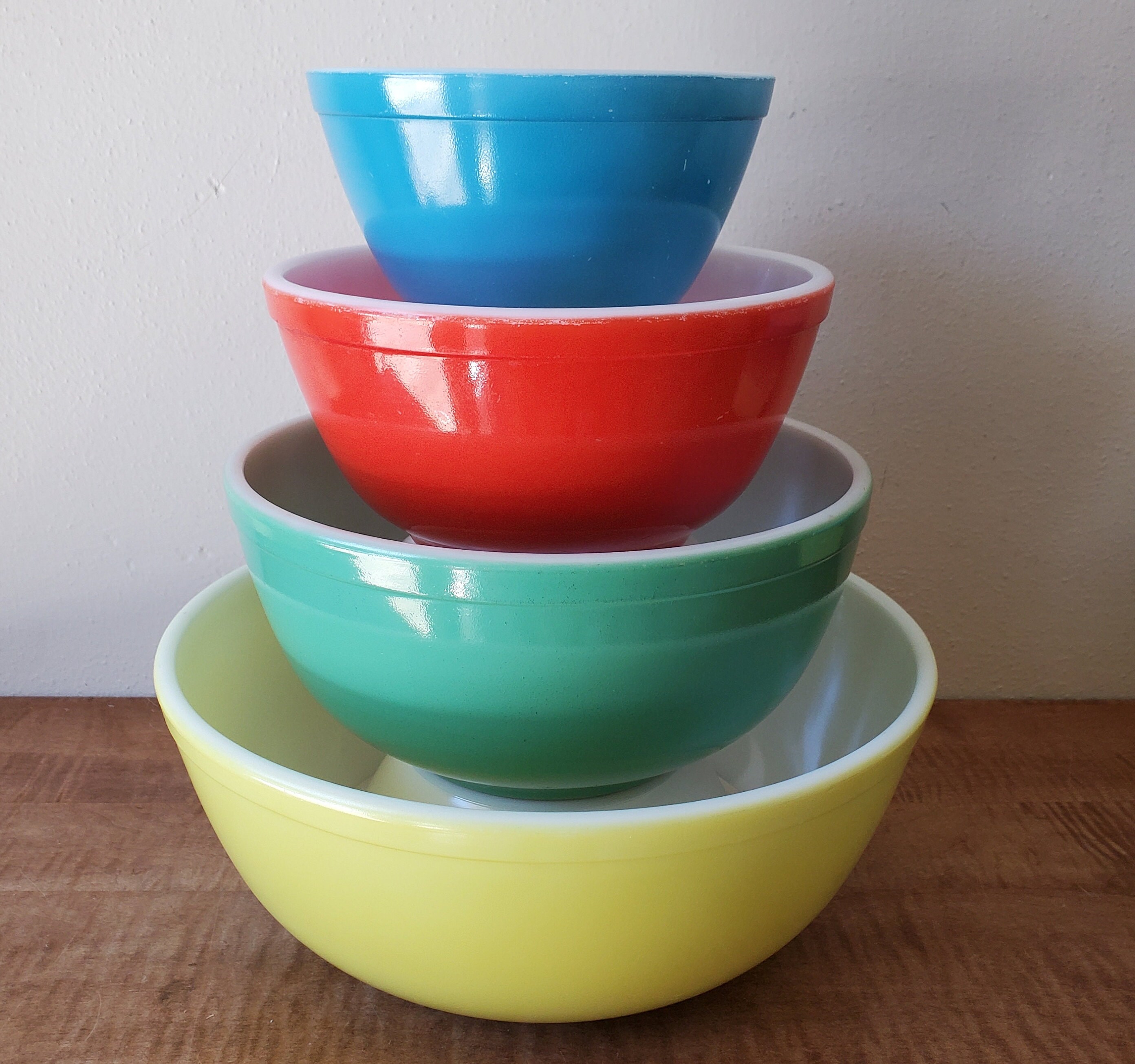 1986 Pyrex Rainbow Primary Mixing Bowl Set 430-045 NOS - munimoro.gob.pe