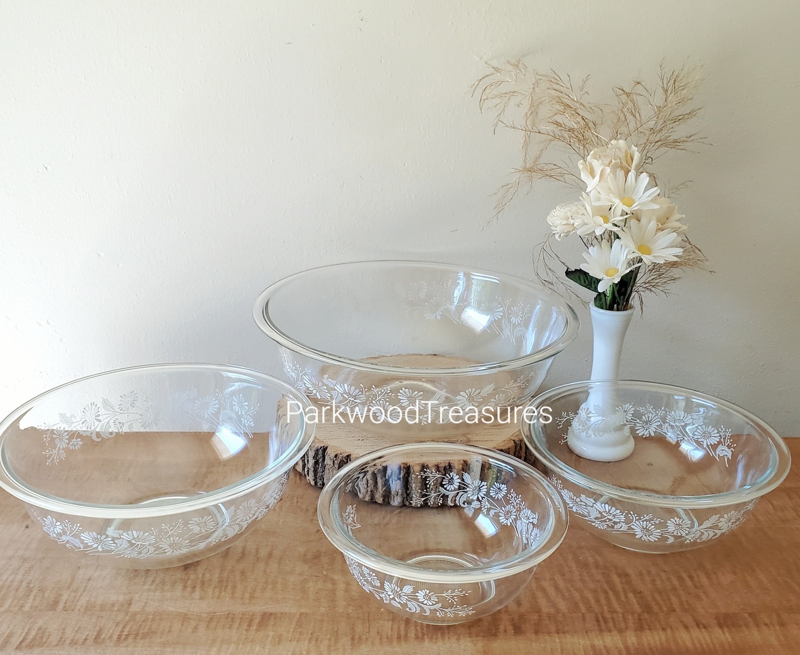 Vintage Pyrex Mixing Bowl Set Colonial Mist Clear Bowls - Etsy
