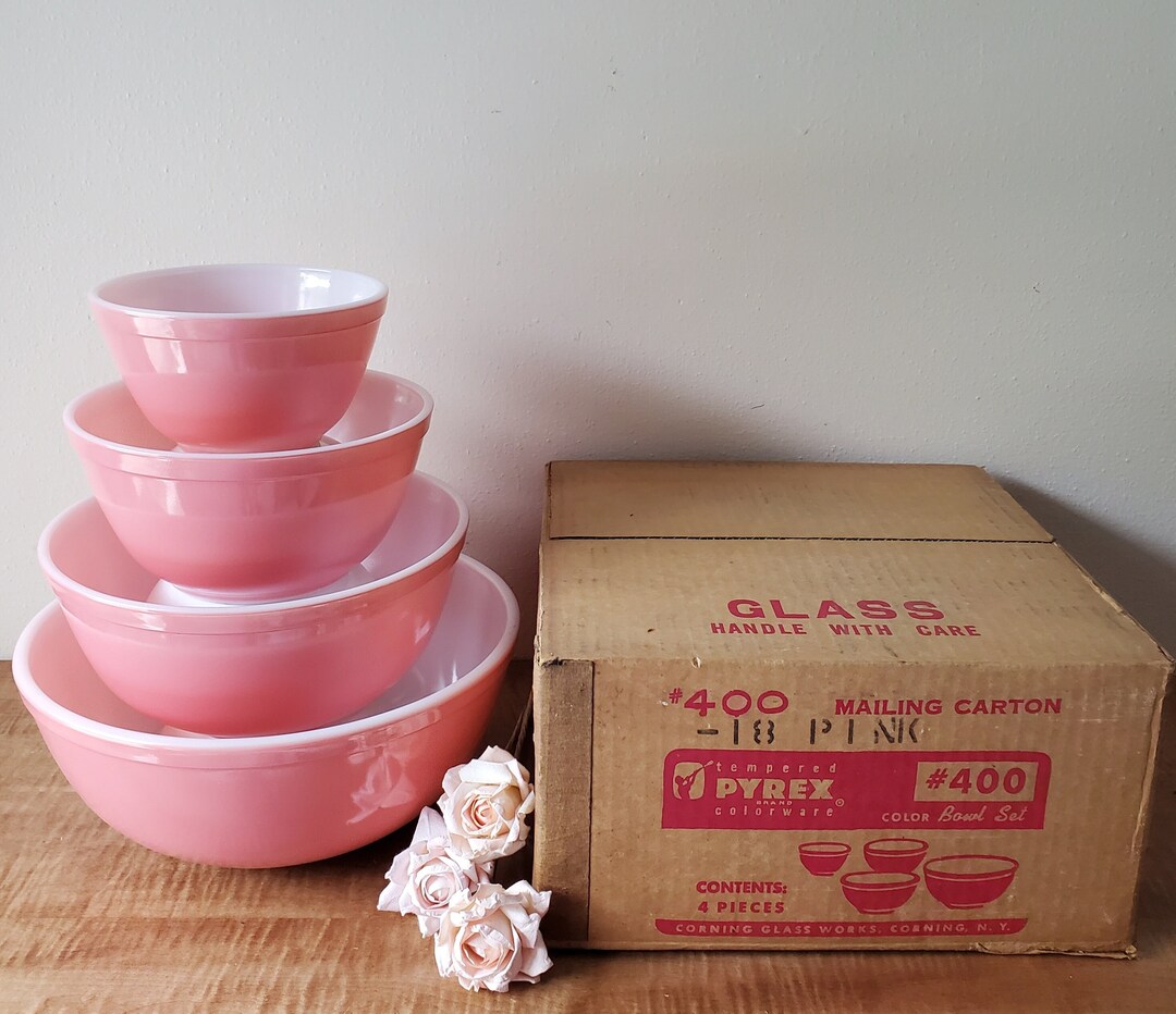 Vintage Pyrex Pink Mixing Bowls New in Box Pyrex New in Box - Etsy