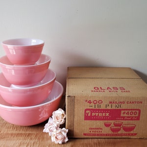 Vintage Pyrex Pink Mixing Bowls, New in Box Pyrex, New in Box Pyrex ...