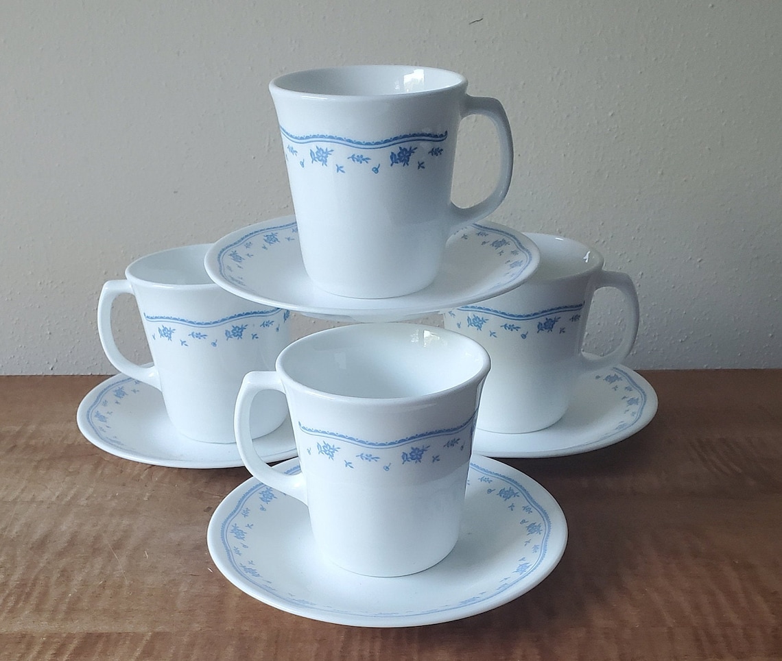 Vintage Corelle Morning Blue Dinnerware 21 Piece Set - Etsy