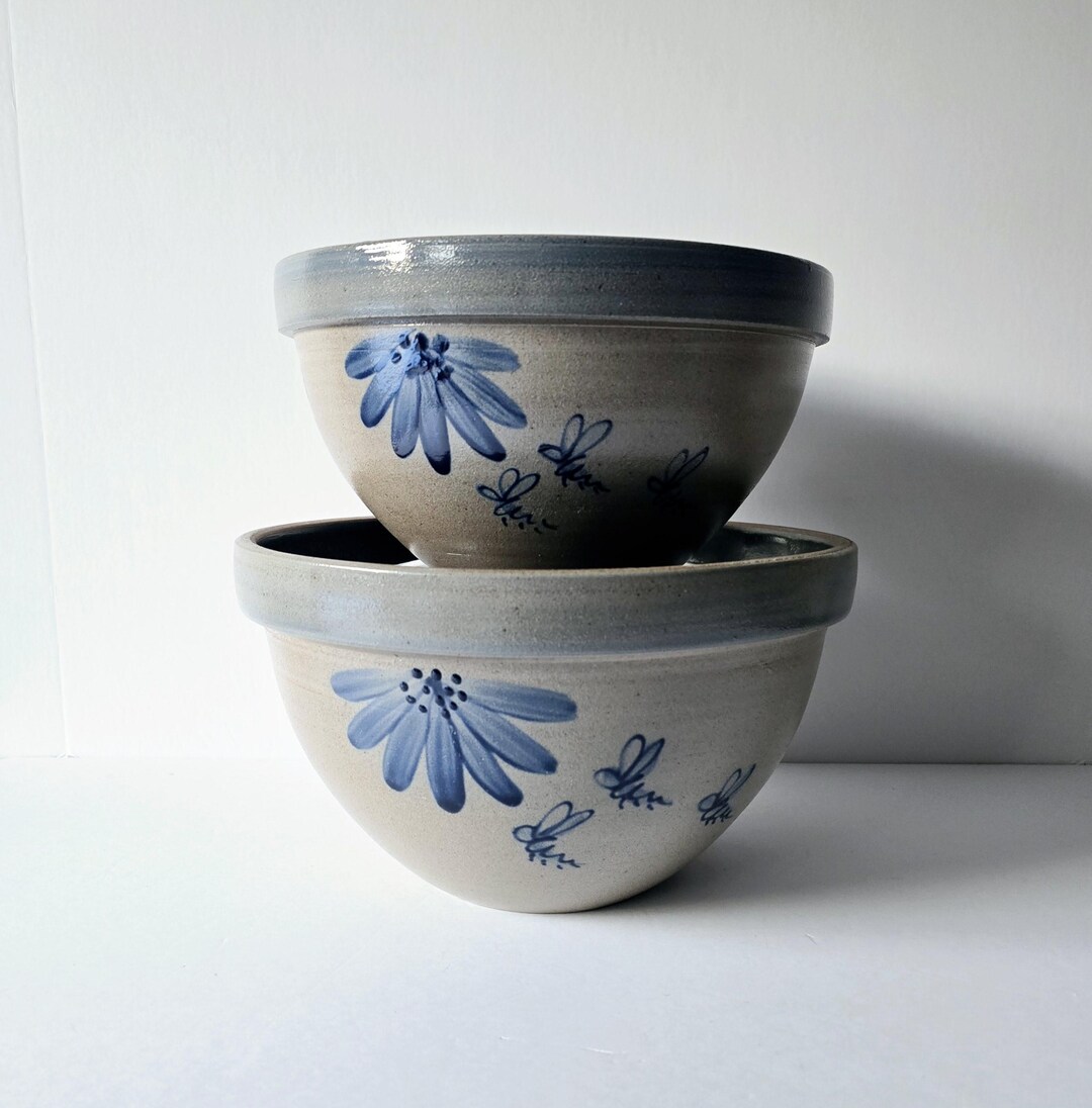 Rowe Pottery Works Bowls 2 Vintage Rowe Salt Glazed Mixing Bowls With ...