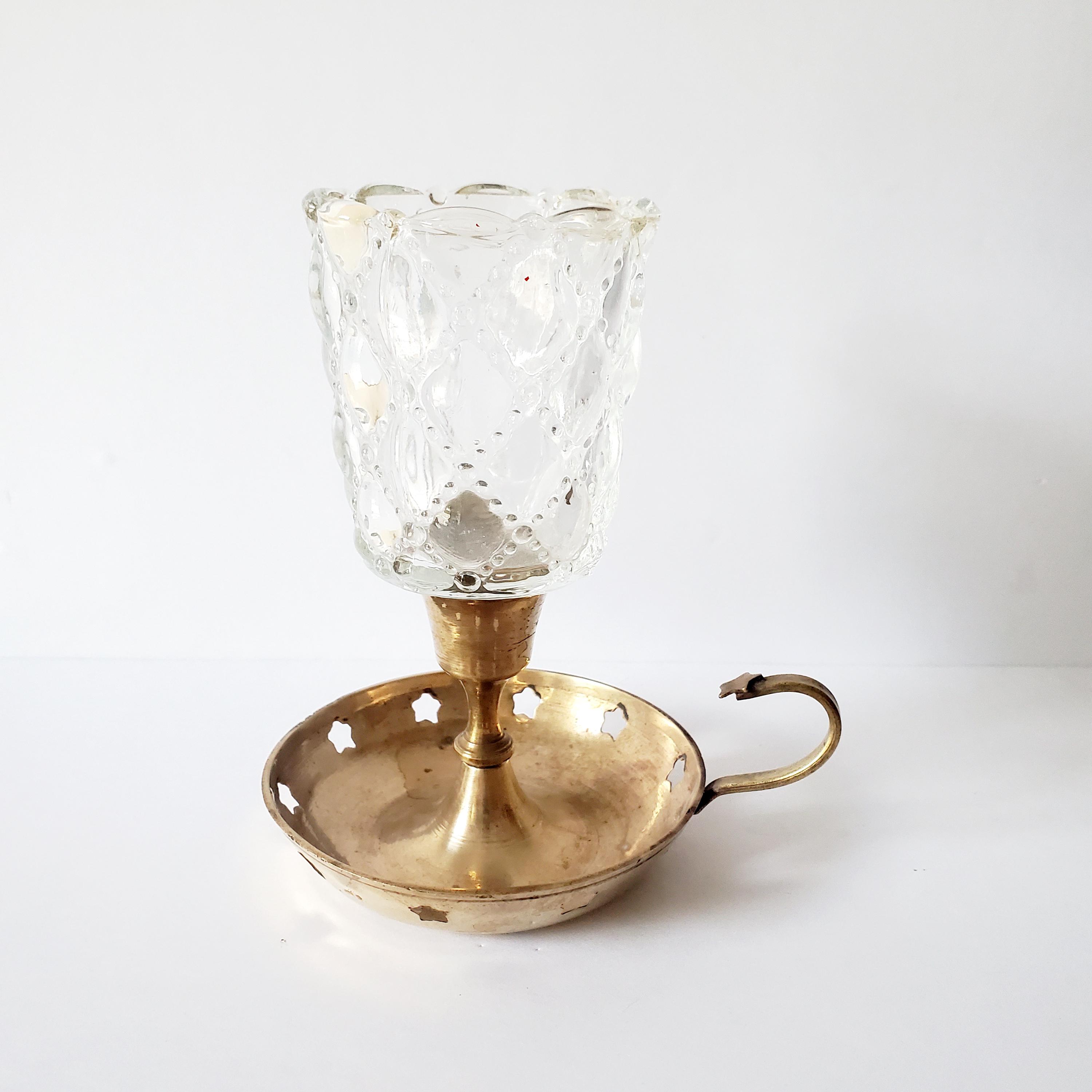 Vintage Brass Chamberstick With Glass Votive Cup /details in ...