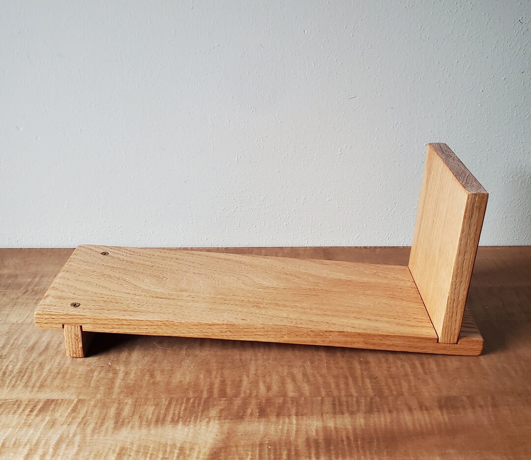 Slanted Wood Book Rack Shelf - Etsy