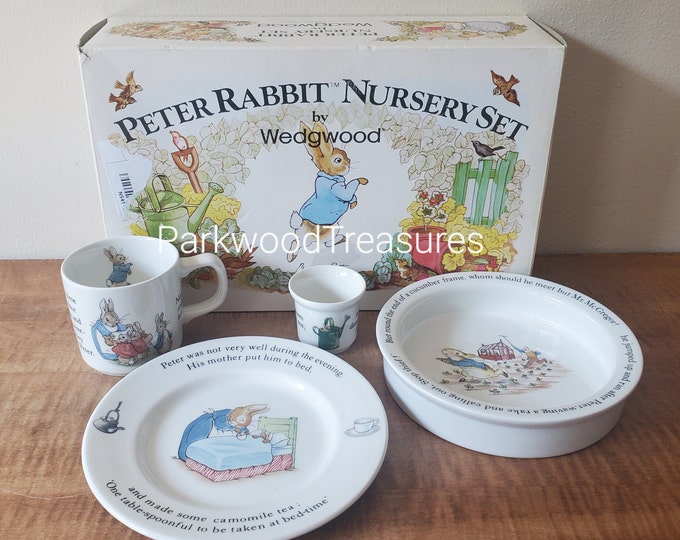 Vintage Wedgewood Peter Rabbit Nursery Set, 4 Piece Set Mug Cup Bowl ...