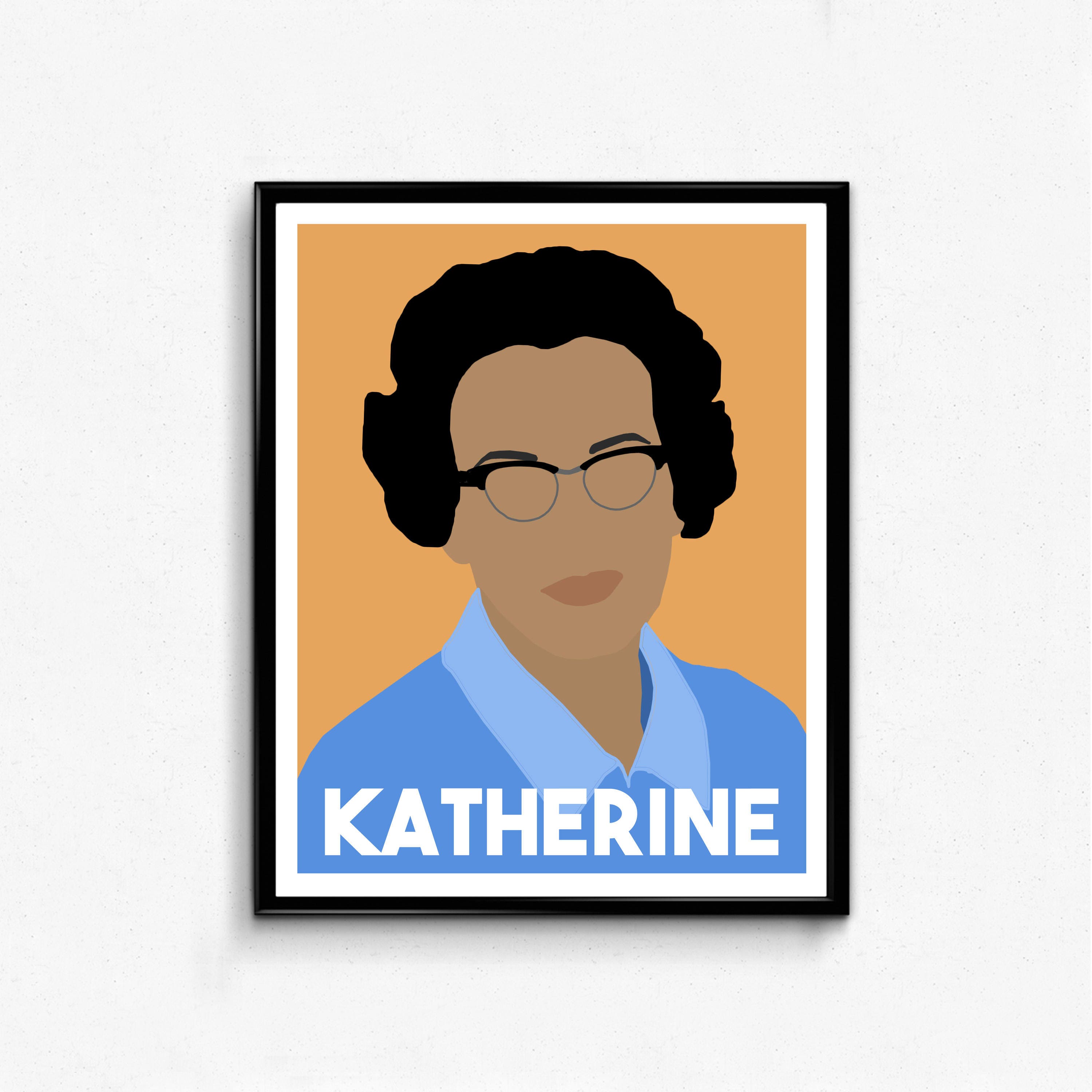 Katherine Johnson Feminist Icon Portrait Hidden Figures Wall | Etsy