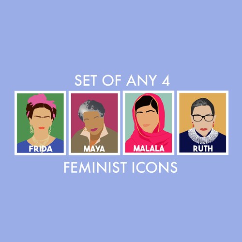 Set Of Any 4 Feminist Icons Minimalist Feminist Icon Etsy