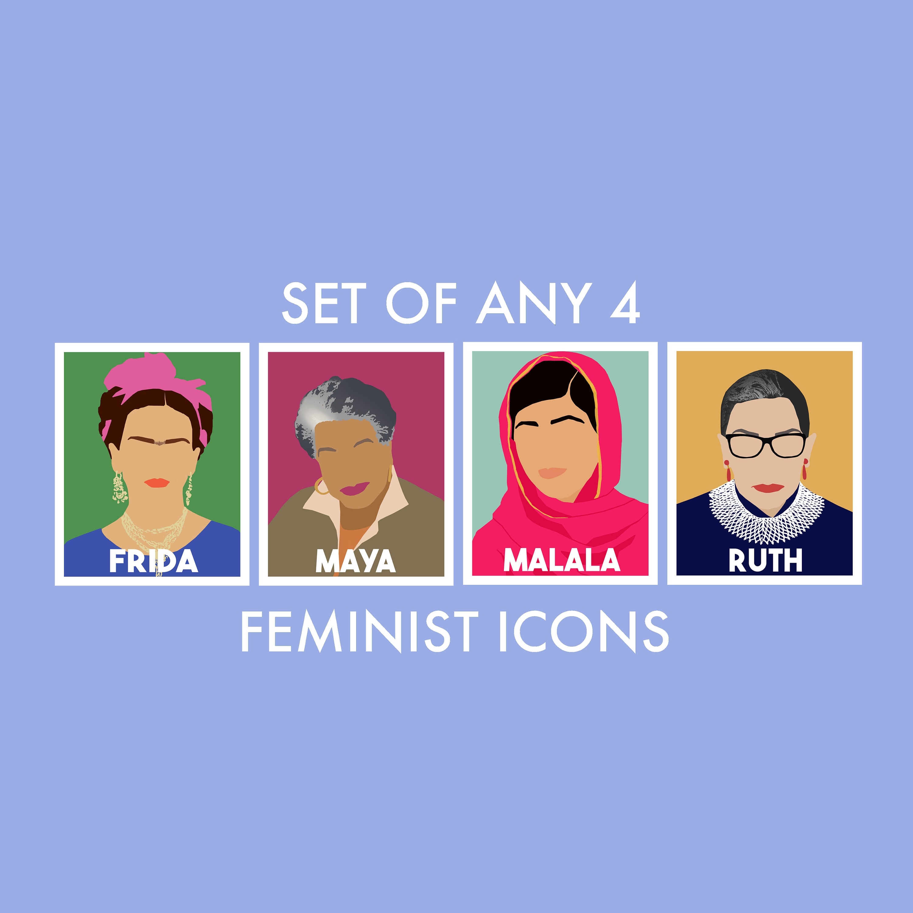 Set of Any 4 Feminist Icons Minimalist Feminist Icon - Etsy