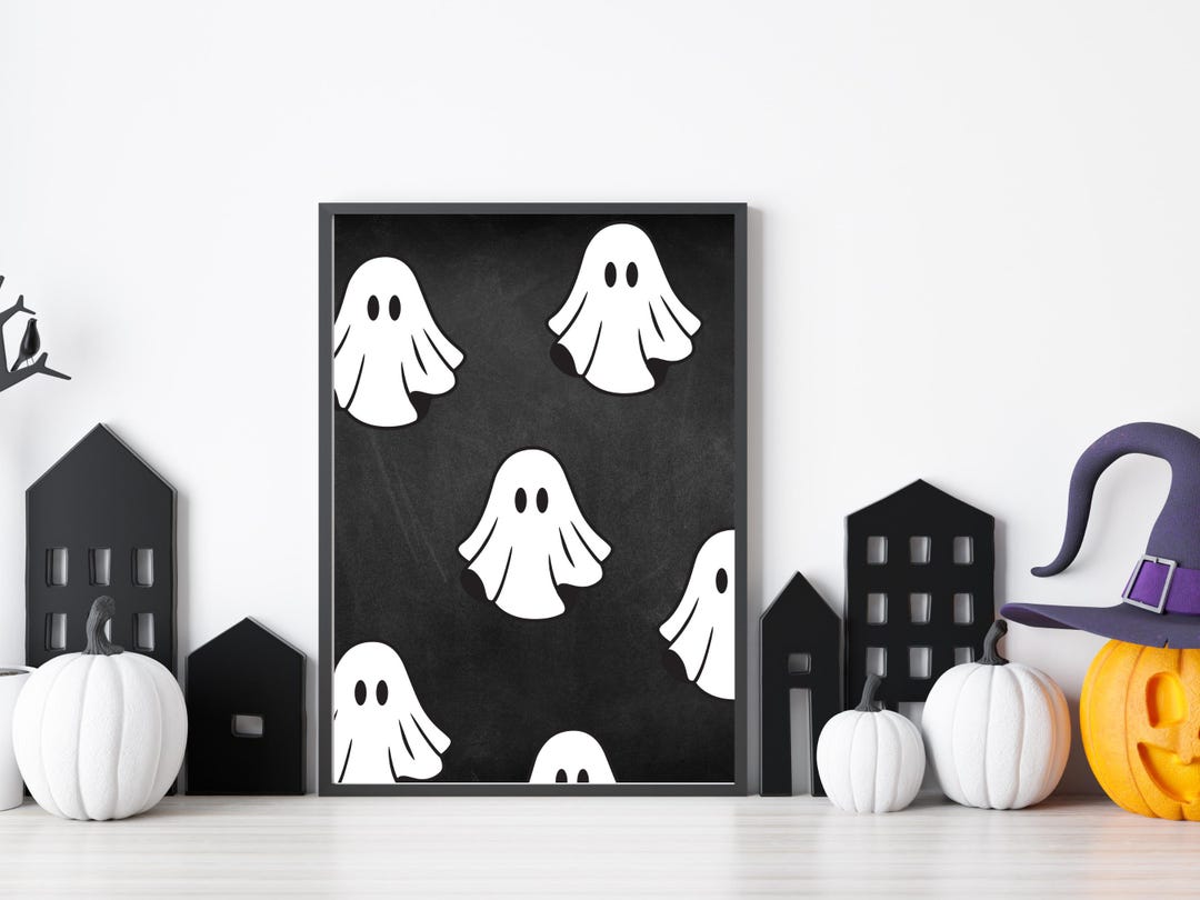 Halloween Ghost Print Wall Art, Cute Ghost Art Poster, Fall Decor ...