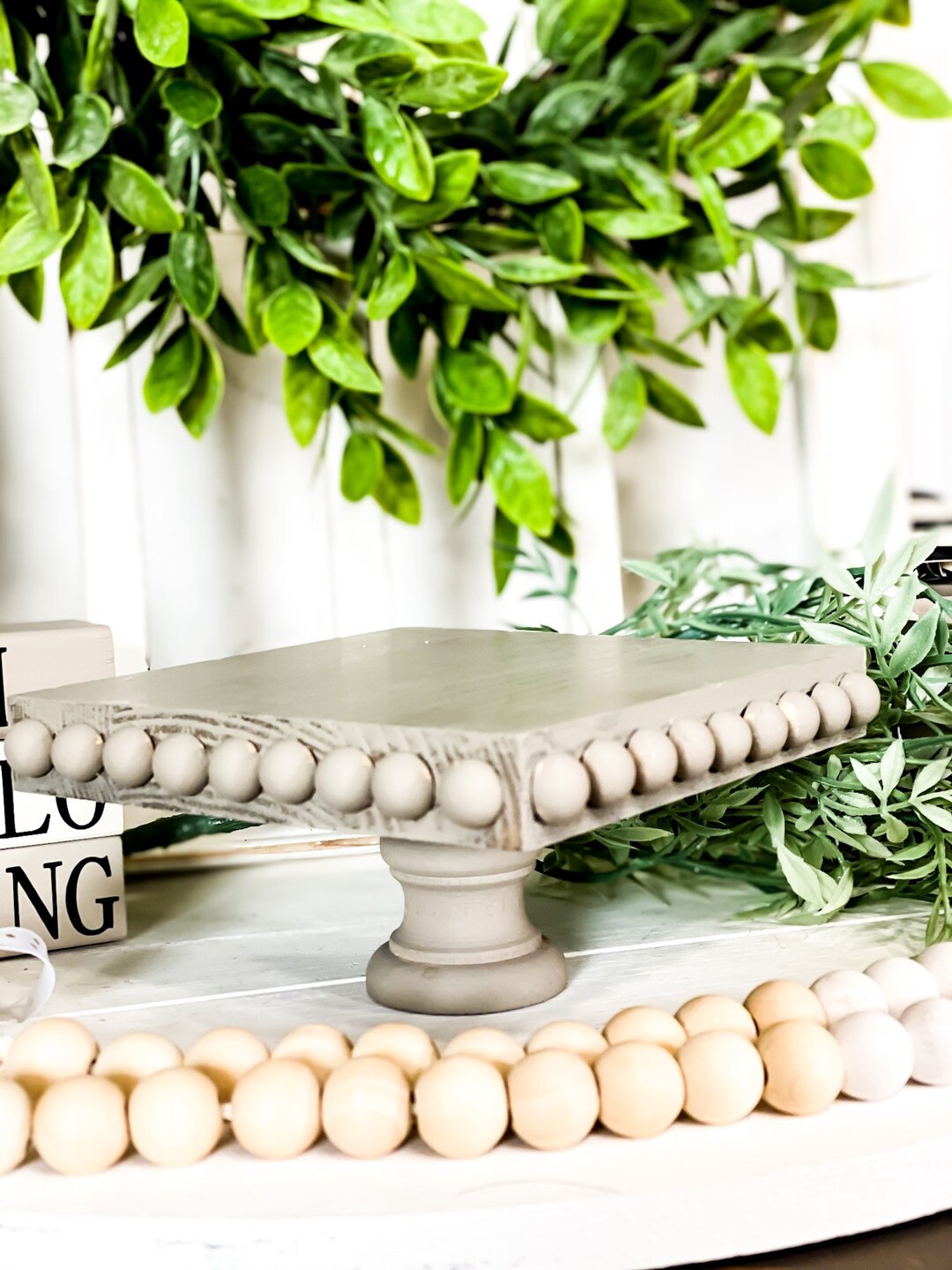 Rustic Barnwood Colored Riser Table for Tiered Tray Decor, Candle and ...