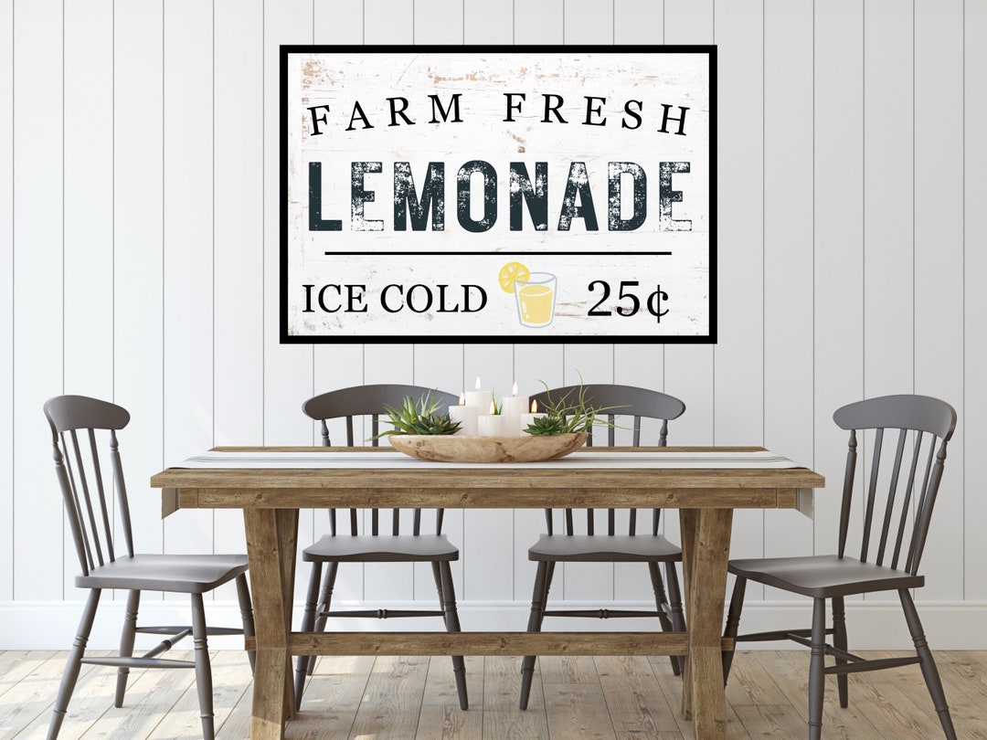 Farm Fresh Lemonade Sign - Rustic Antique Farmhouse Wall Decor ...