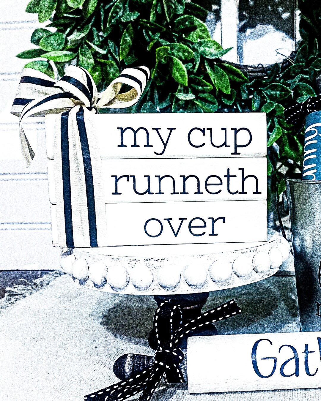 My Cup Runneth Over Sign - Tiered Tray Wood Decor - Rustic Farmhouse ...