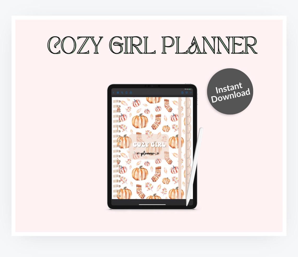 Fall Themed Digital Planner, Cozy Girl Aesthetic 2025 iPad Planner ...