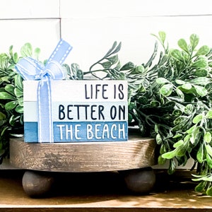 Summer Mini Wood Book Stack Summer Tiered Tray Decor Beach - Etsy