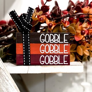 Thanksgiving Wood Book Stack Sign for Tiered Trays Gobble - Etsy