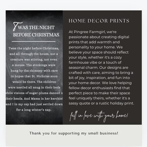 Vintage Twas the Night Before Christmas Digital Print, Christmas Quote ...