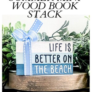 Summer Mini Wood Book Stack Summer Tiered Tray Decor Beach - Etsy
