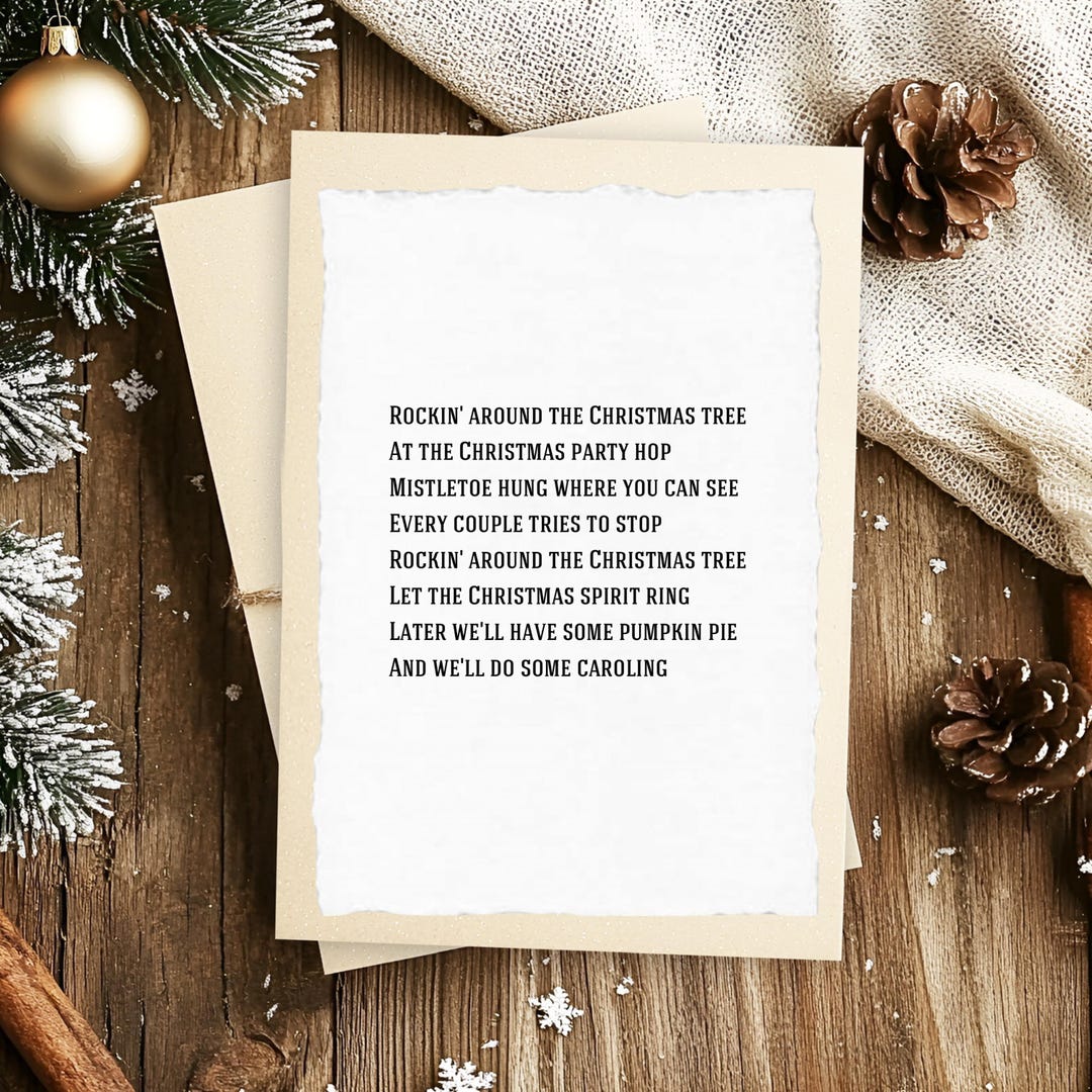 Jingle Bell Rock Art Print, Vintage Deckled Edge Paper, Christmas Music ...