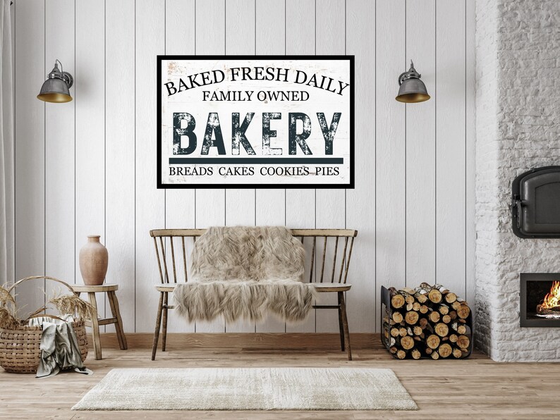 Rustic Farmhouse Bakery Sign - Instant Download - Vintage Wall Art ...