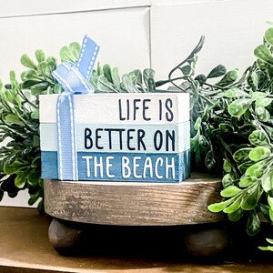 Summer Mini Wood Book Stack Summer Tiered Tray Decor Beach - Etsy