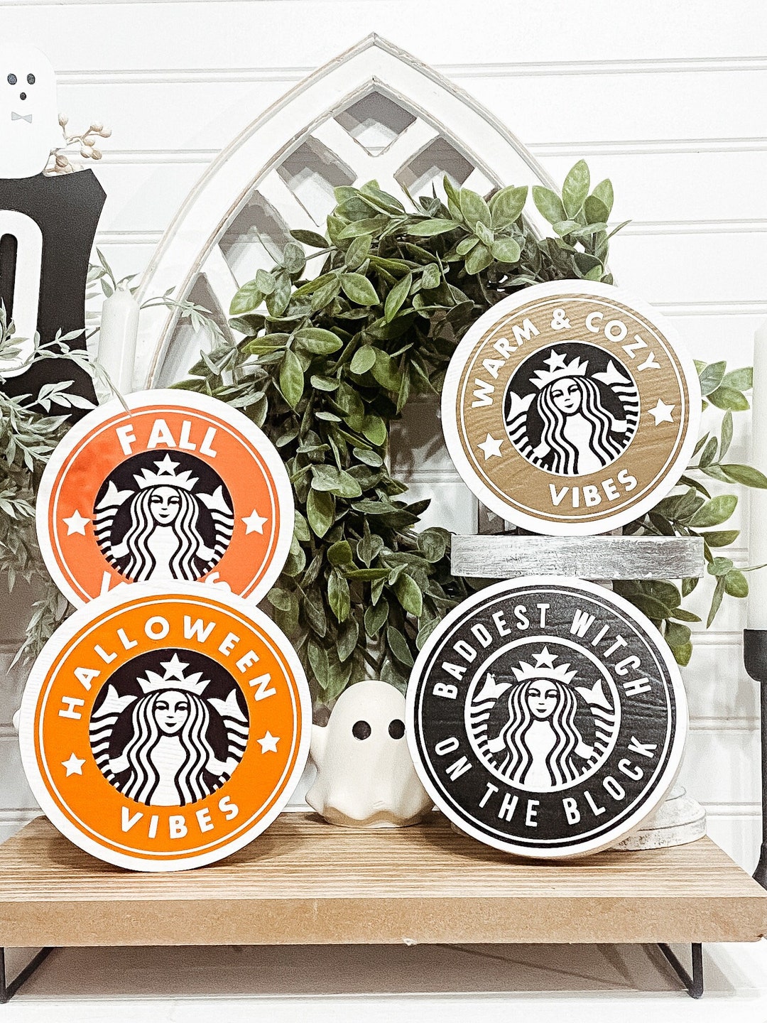 Farmhouse Style Coffee Nook Plaques - Fall and Halloween Coffee Bar ...