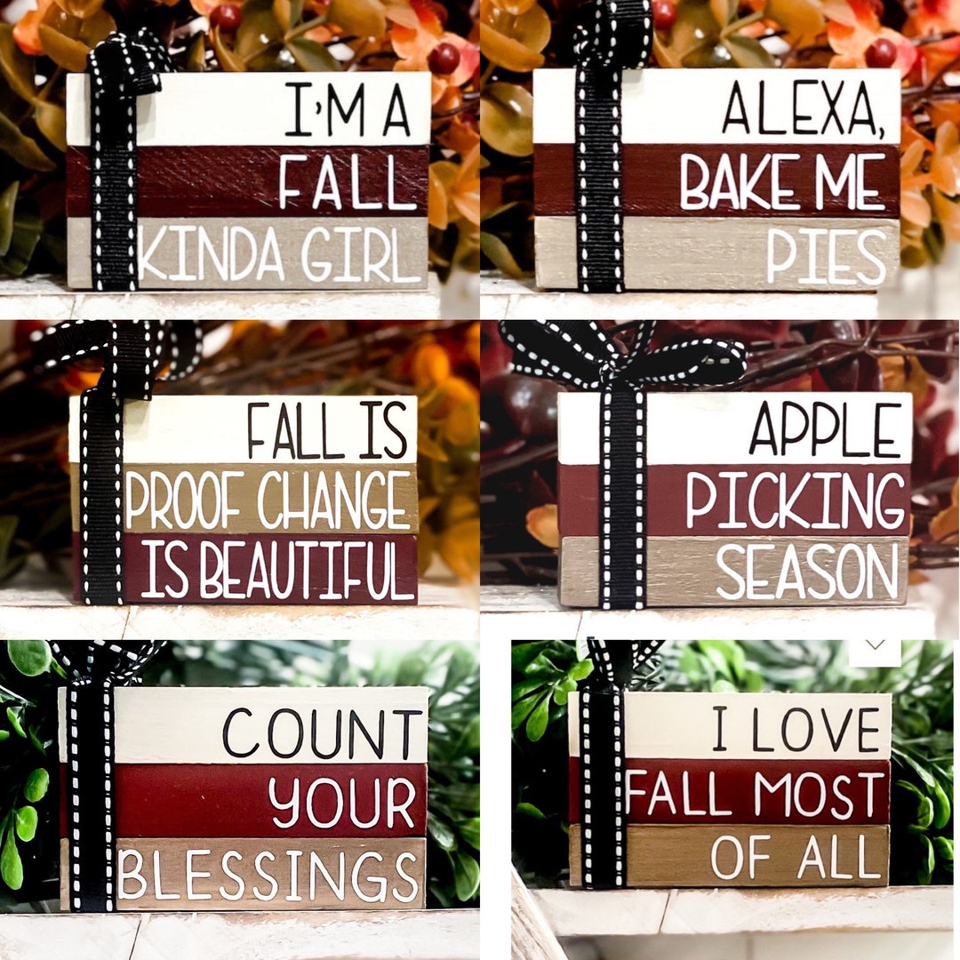Fall Apple Tiered Tray Decor Mini Wood Book Stacks Farmhouse - Etsy