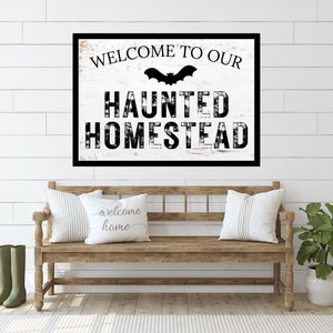 Spooky Halloween Art Set: Farmhouse Style Fall Decor - Haunted House ...