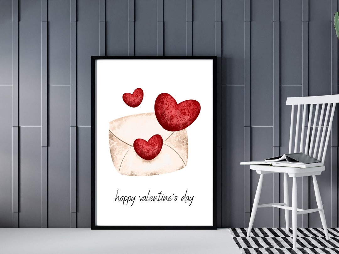 Happy Valentine's Day Love Note Sign - Minimalist Wall Art Printable ...