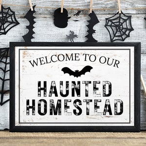 Spooky Halloween Art Set: Farmhouse Style Fall Decor - Haunted House ...