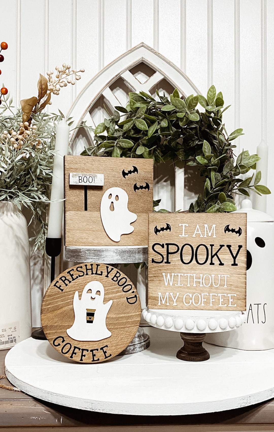 Haunted Coffee Station Bundle - Halloween Tiered Tray With Ghosts and ...