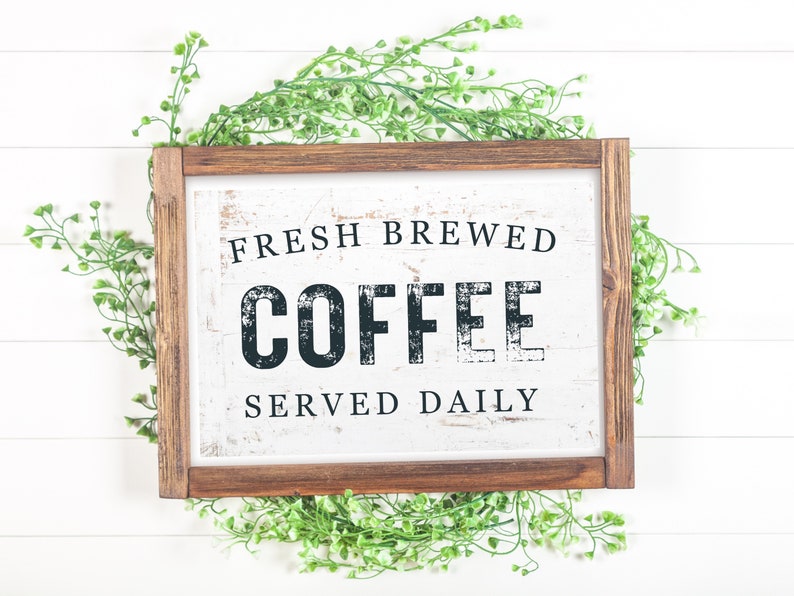 Fresh Brewed Coffee Bar Sign - Printable Wall Art for Coffee Lovers ...