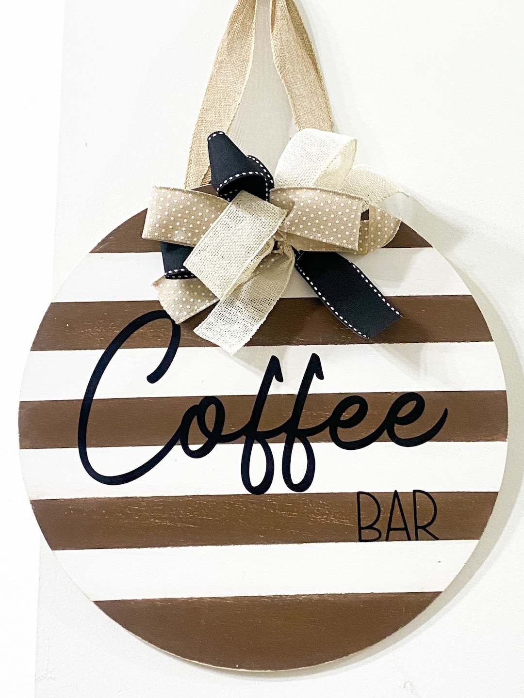 Handmade Coffee Bar Wood Sign - Rustic Farmhouse Decor 14" Round Coffee ...