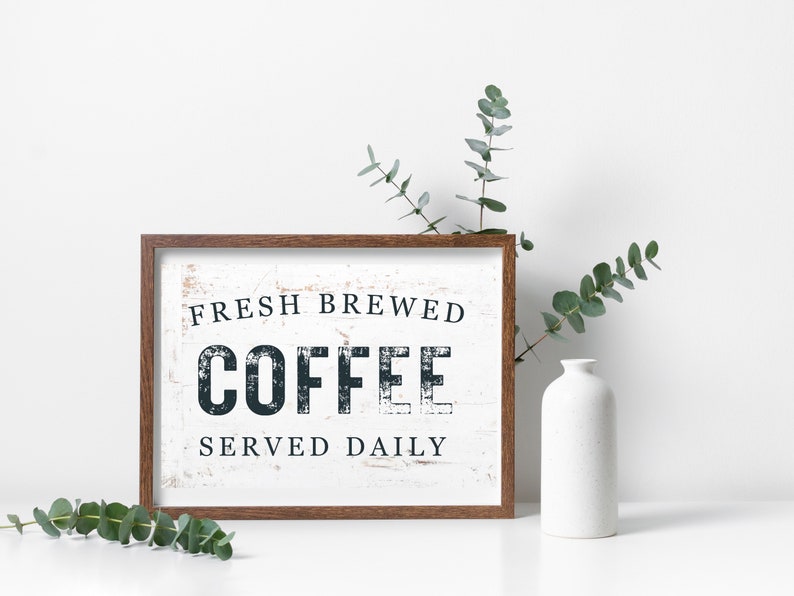 Fresh Brewed Coffee Bar Sign - Printable Wall Art for Coffee Lovers ...