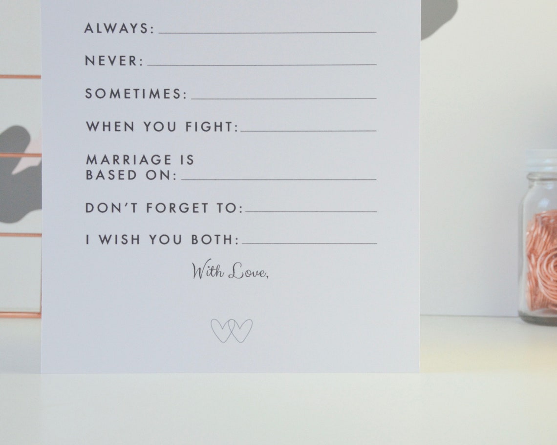 Bride Advice card digital download hen party games | Etsy