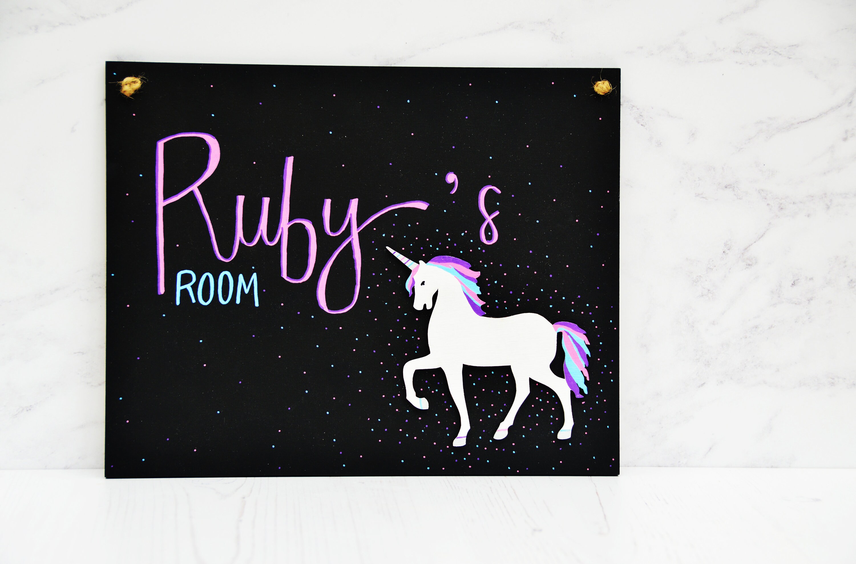 Girls bedroom door sign unicorn personalised name plaque | Etsy