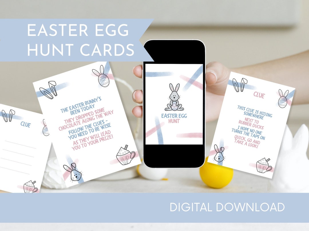 Easter Egg Hunt Digital Download, Printable Easter Cards, Easter Egg ...