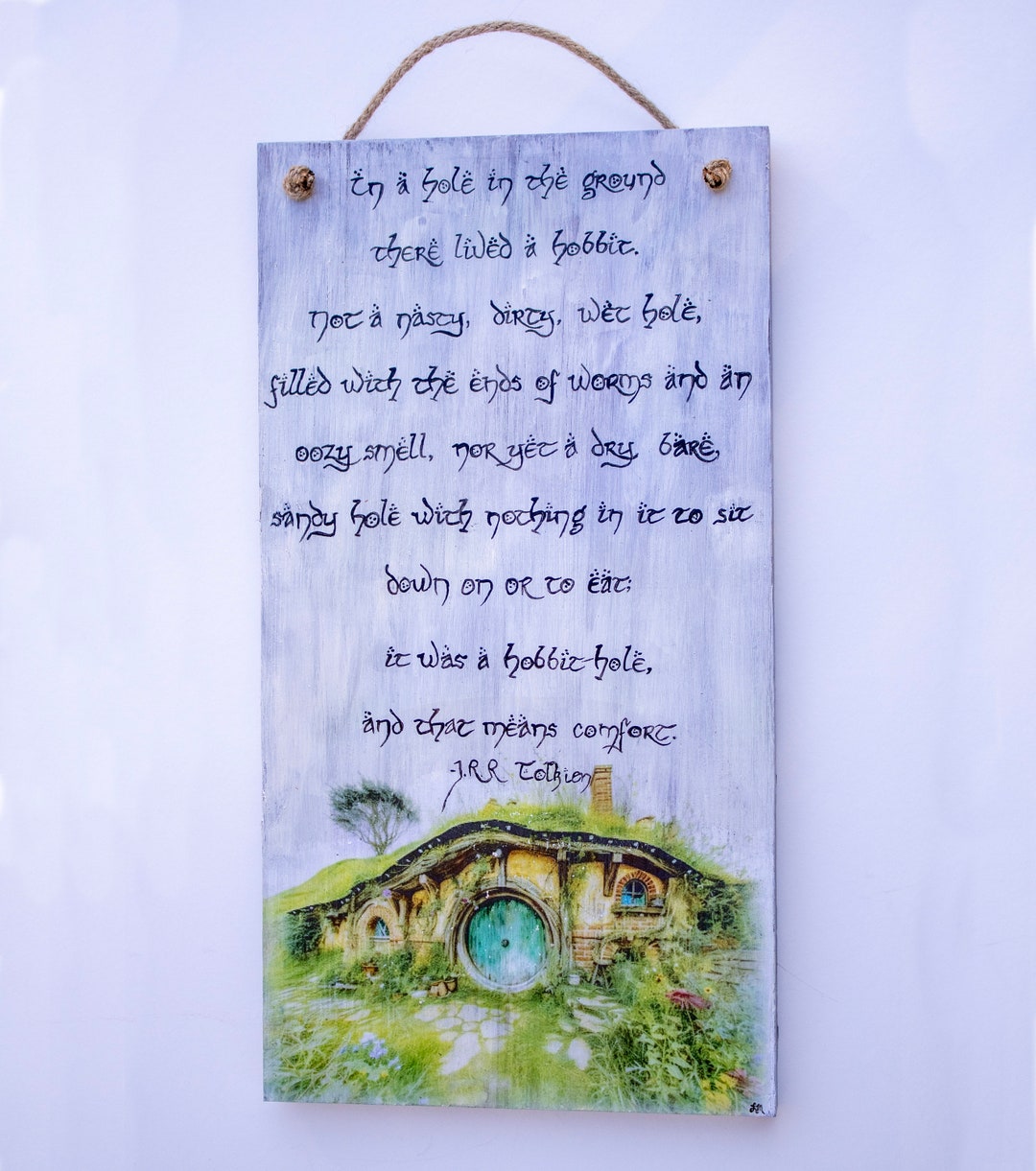 In a Hole in the Ground There Lived a Hobbit Sign, With Hobbit Hole - Etsy