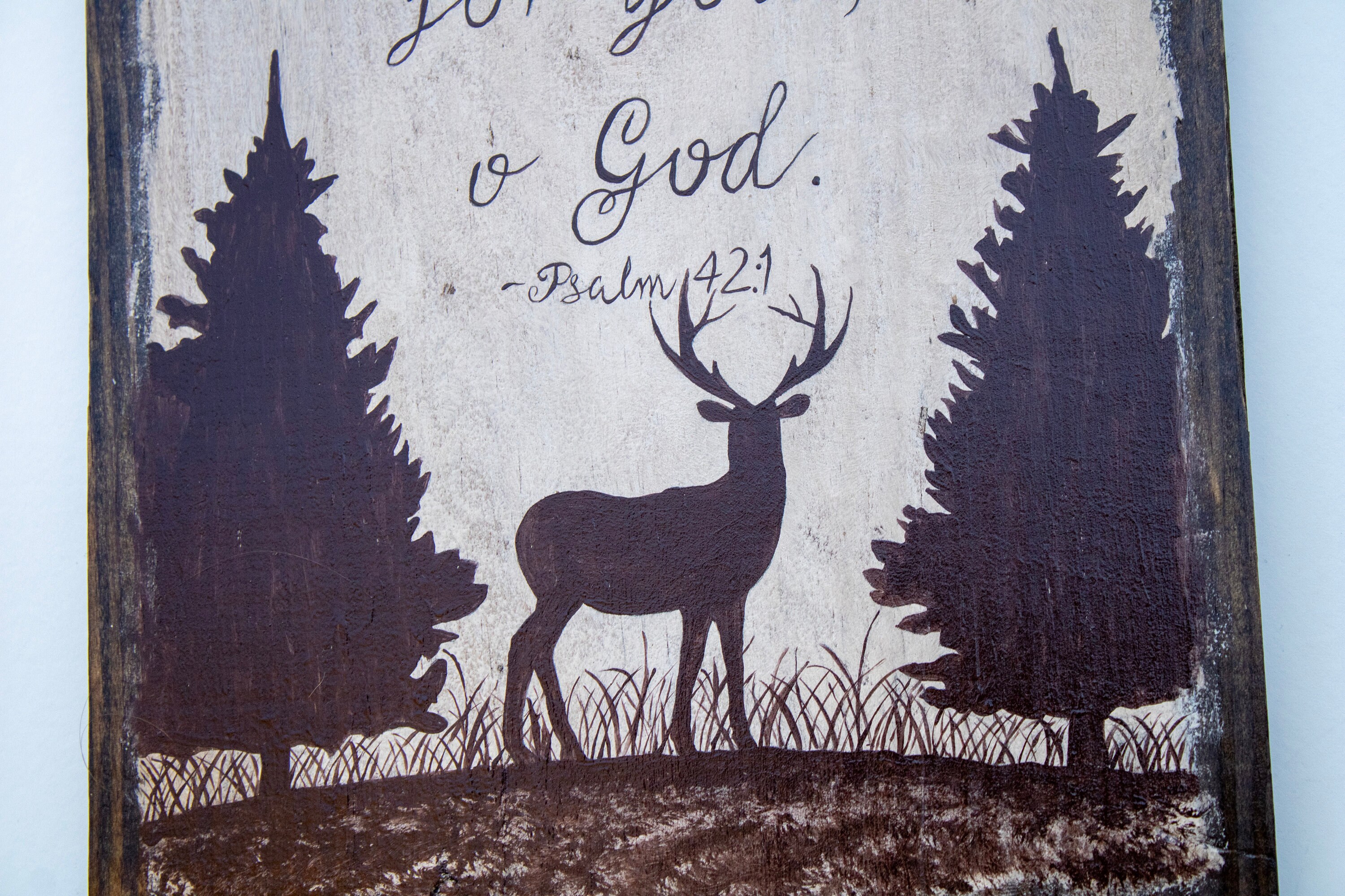 Rustic Deer and Psalm 42:1 Sign/ "as the Deer Pants for the Water so My ...