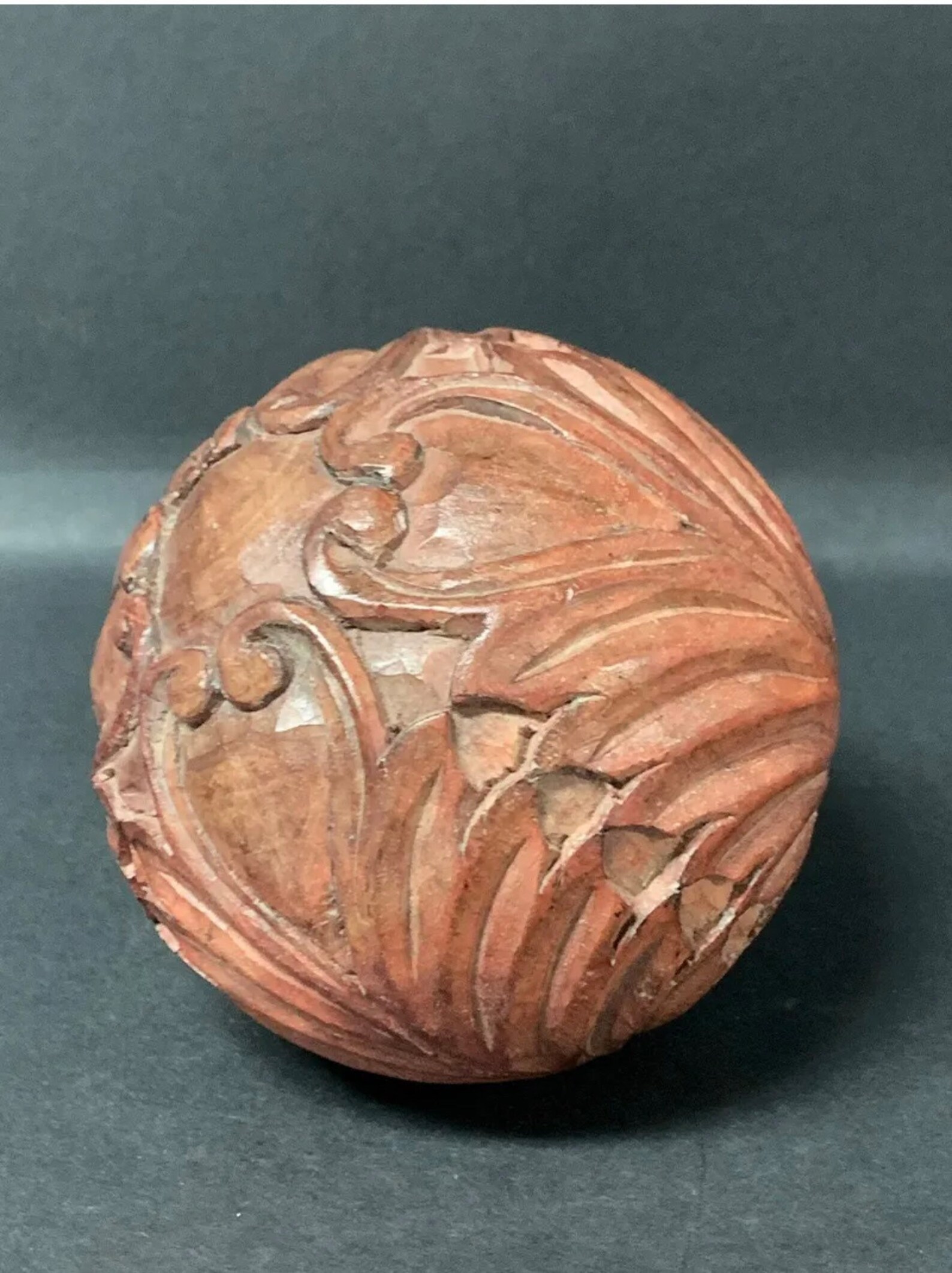 Carved Solid Wood Paper Mache Mold Round Ball - Etsy