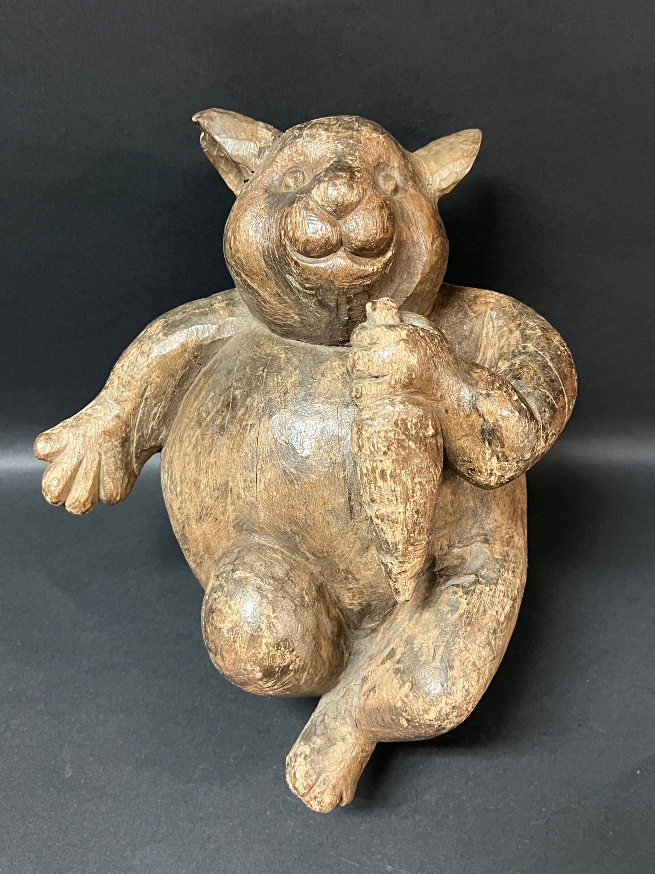 Large Carved Solid Wood Paper Mache Mold of Rabbit - Etsy