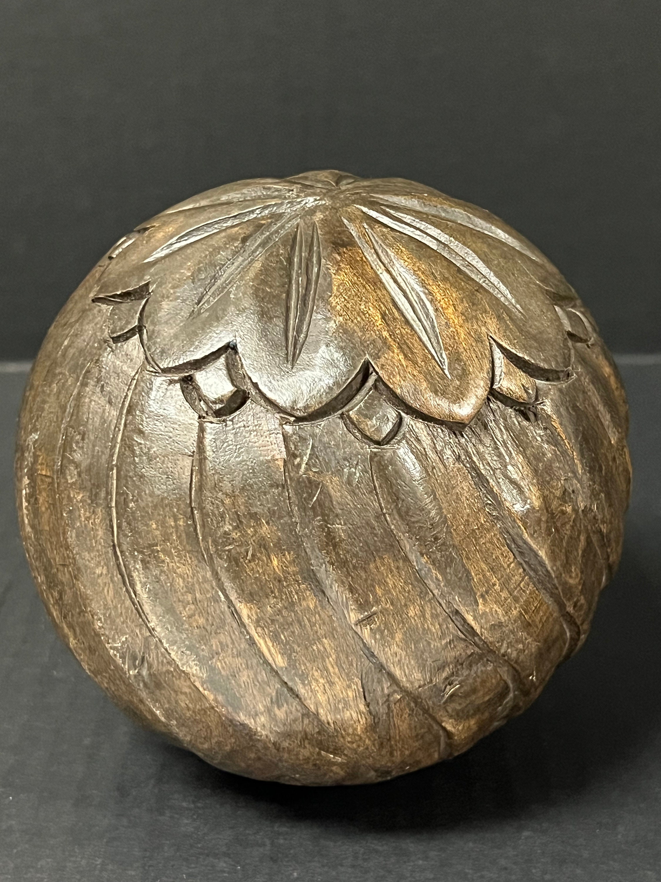 Carved Solid Wood Paper Mache Mold Round Ball #B03 - Etsy